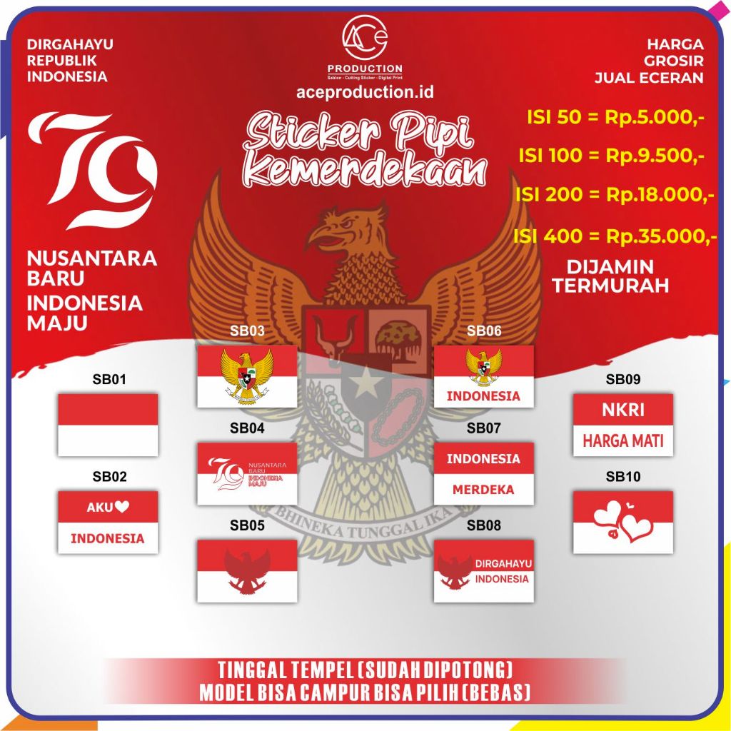 Jual STIKER PIPI STICKER KEMERDEKAAN STIKER BENDERA MERAH PUTIH UNTUK ...