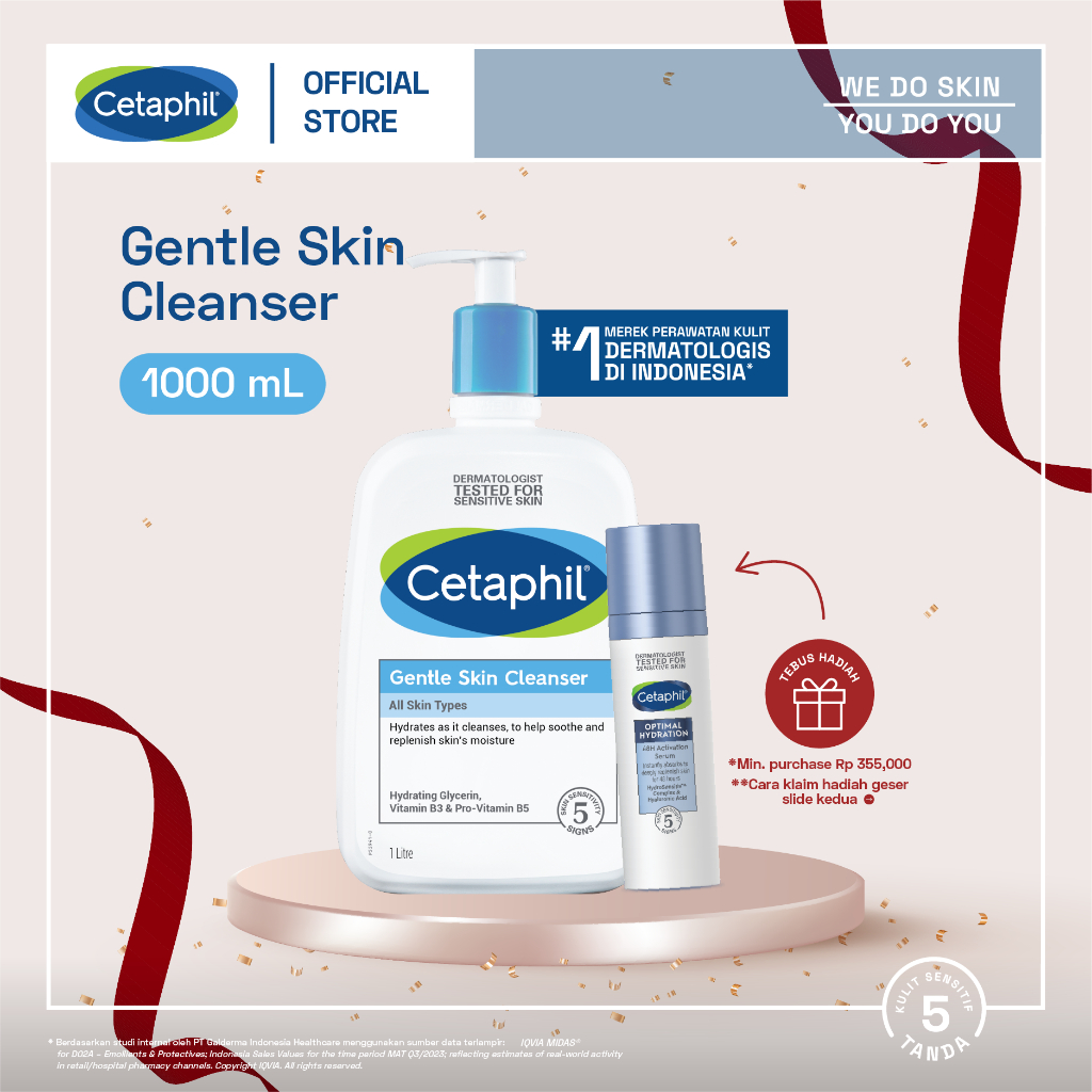 Jual Cetaphil Gentle Skin Cleanser 1000ml dengan Niacinamide, Glycerin ...