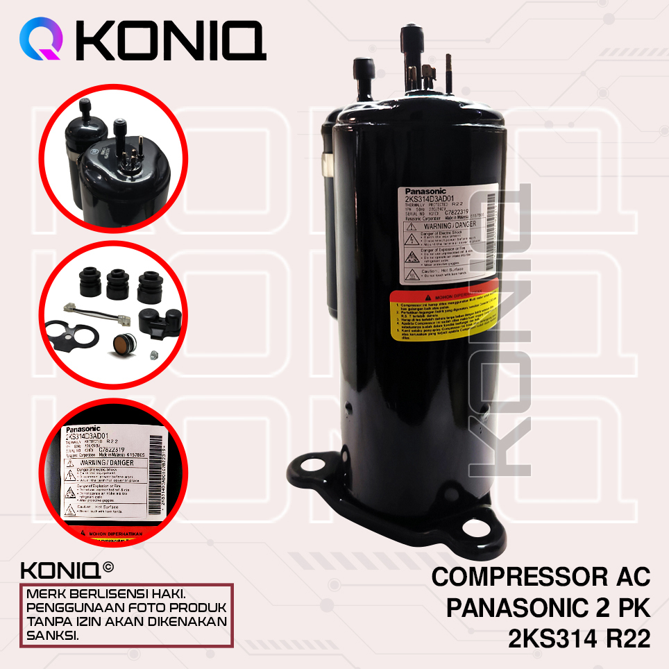 Jual COMPRESSOR / KOMPRESOR AC PANASONIC 2PK TYPE 2KS314D3AD01 R22 ...