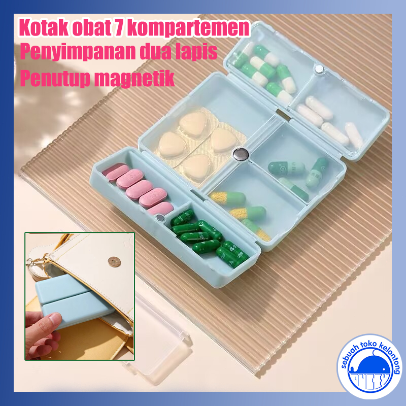 Jual Kotak obat kecil, kotak obat magnetik tujuh kompartemen berlapis ...