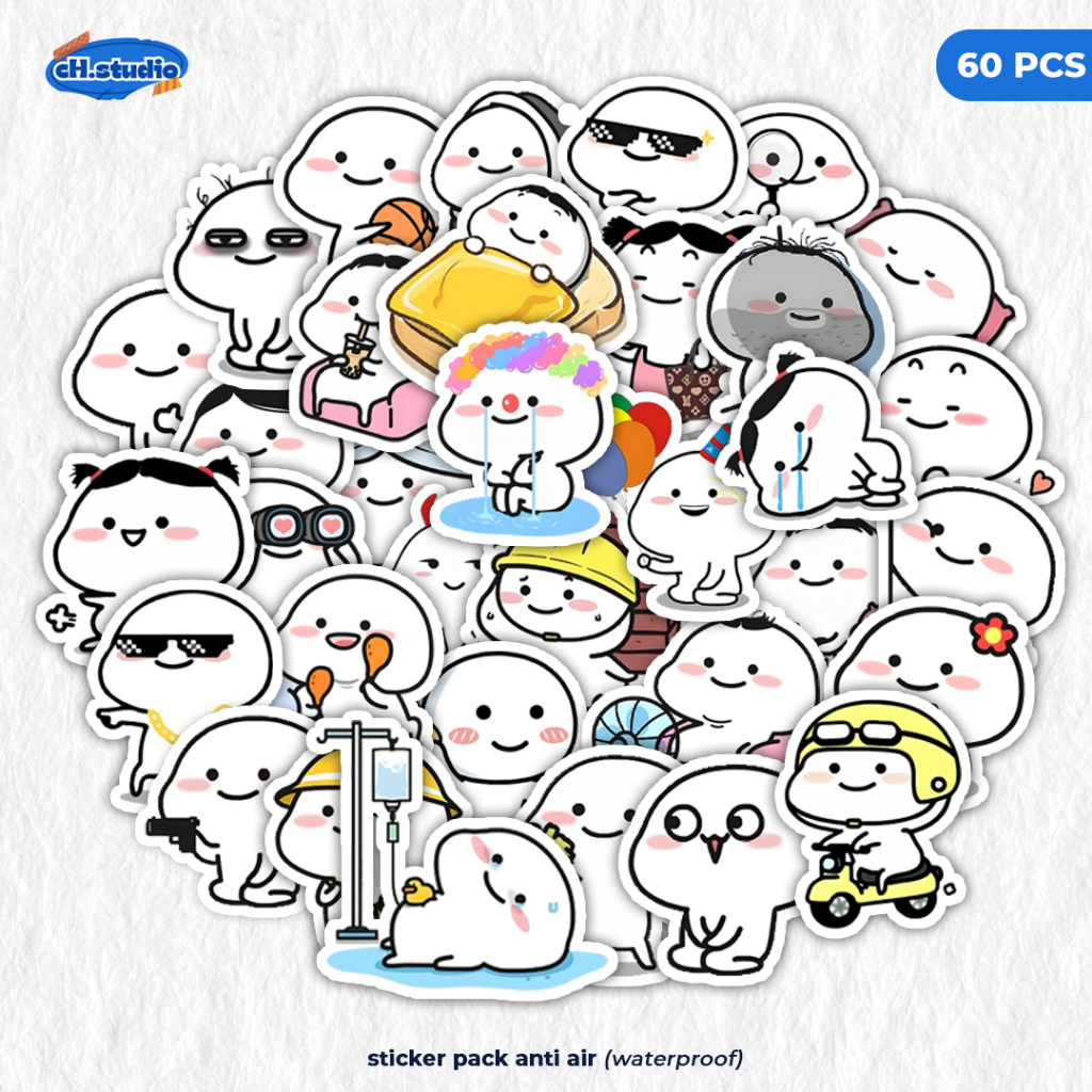 Jual Stiker Pack 60 PCS Pentol Lucu Vinyl Tahan Air Waterproof untuk ...