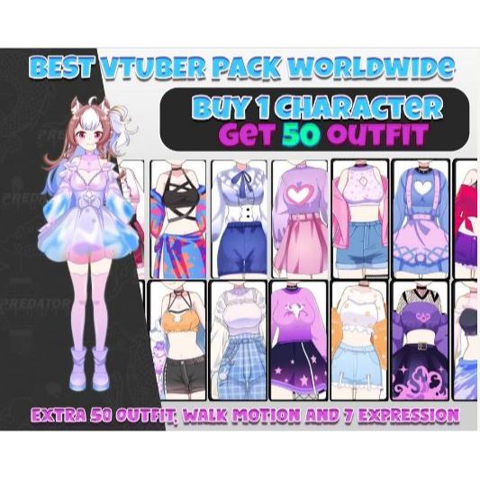 Jual Vtuber Live2D Eksklusif: 1 Karakter, 50 Outfit, Ekspresi ...