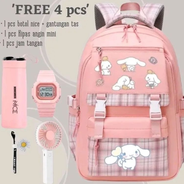 Jual BANYAK BONUSNYA Tas Ransel Sekolah Anak Perempuan 5 in 1 Karakter CINAMONROLL Free Botol ...
