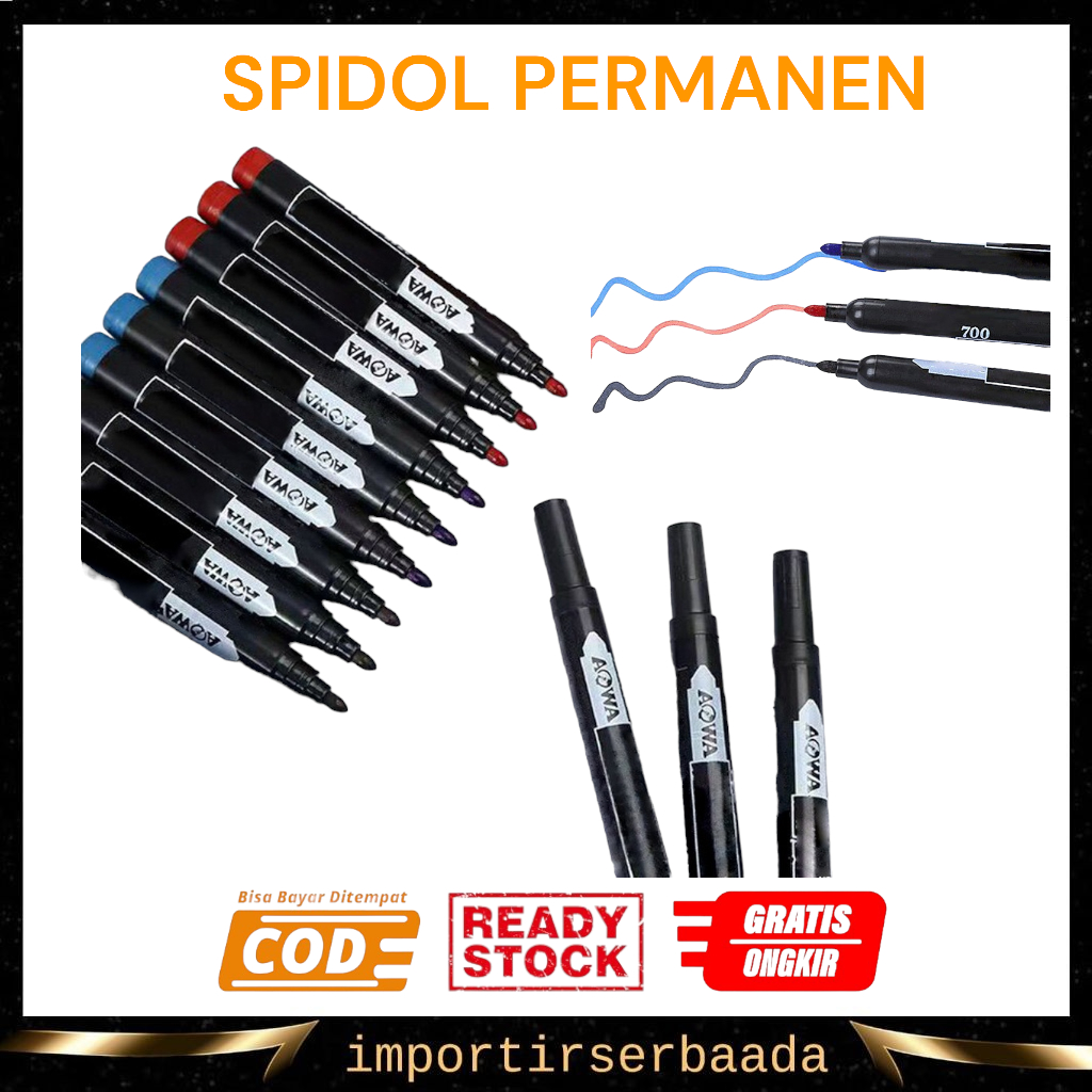 Jual IMP- Spidol Permanent Spidol Hitam Biru Merah Permanent Marker ...