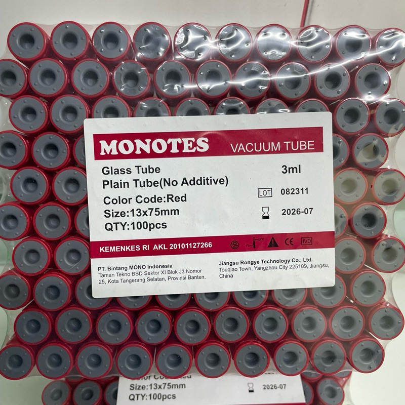 Jual TABUNG PLAIN TUBE (NO ADICTIVE) TABUNG TUTUP MERAH MONOTES ...