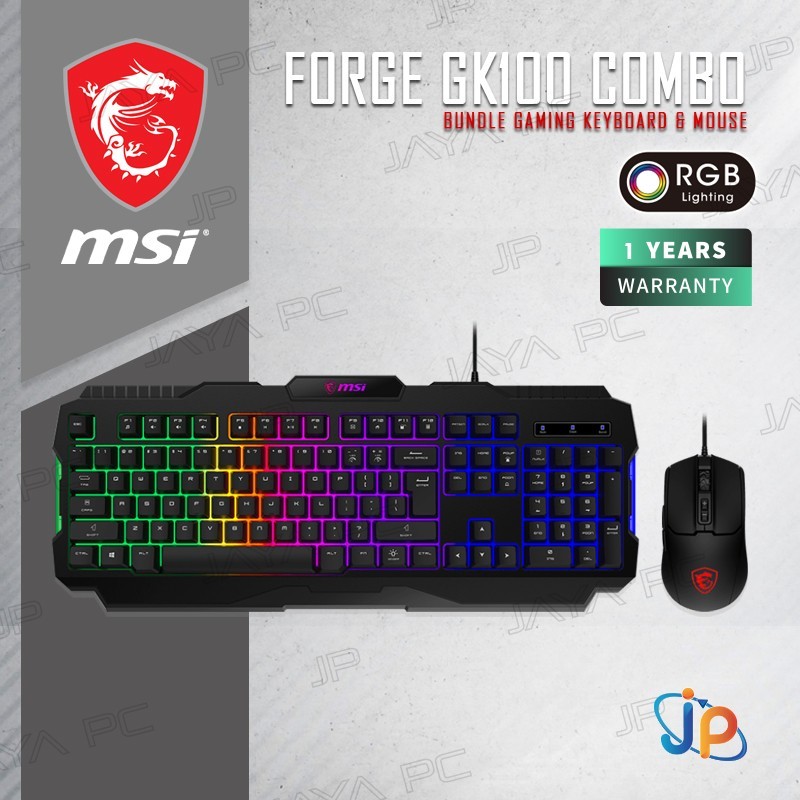 Jual MSI Gaming Keyboard Membrane Forge GK100 Combo + Mouse RGB ...