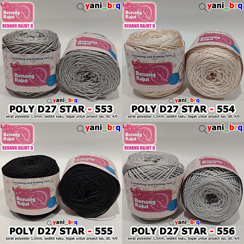 Jual BENANG RAJUT POLYESTER POLY KILAP / POLY STAR (KILAP/ glossy) D27 ...