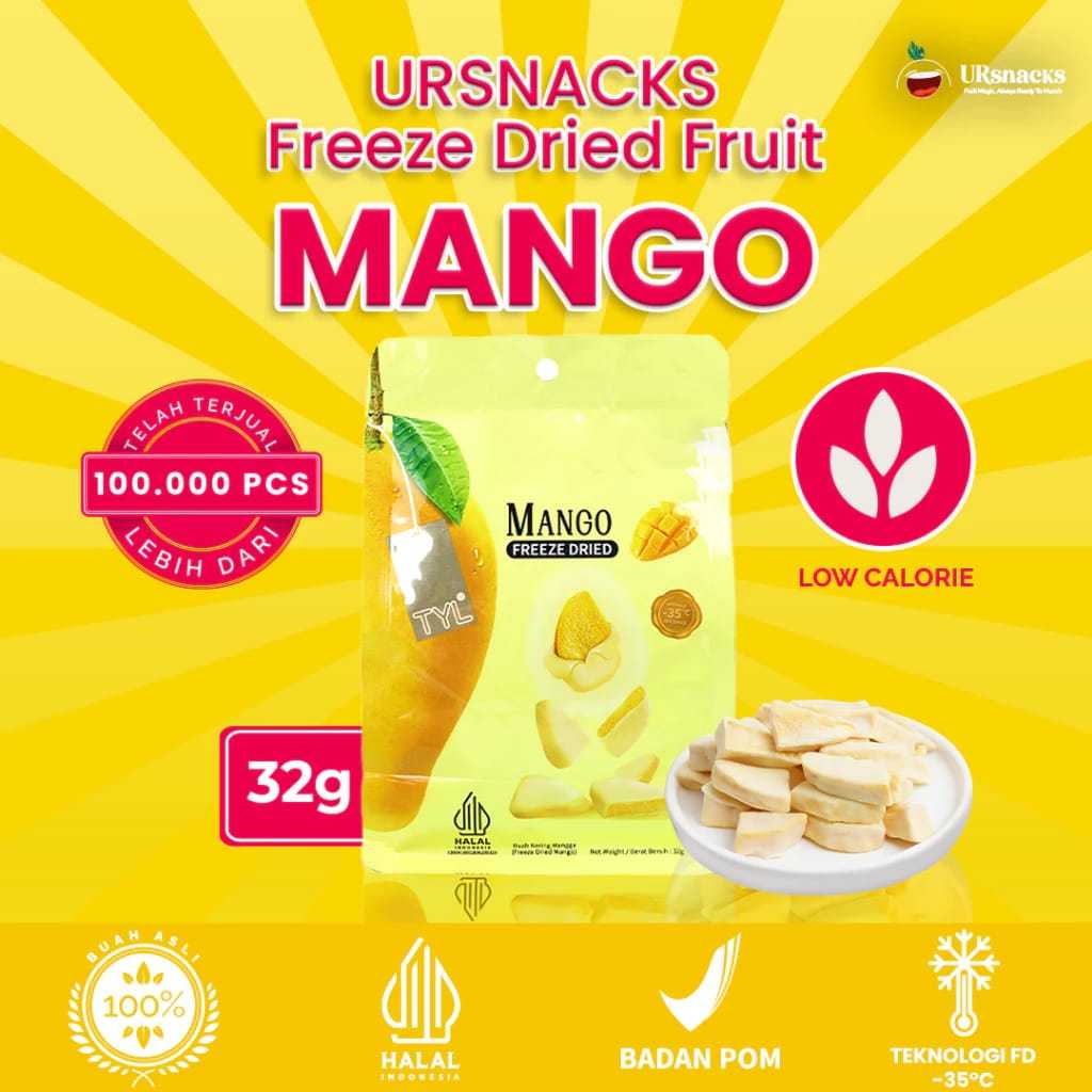 Jual .Snack import | Ursnack Freeze Dried Snack Buah Mango Kering 32 gr (ds bgr) | Shopee Indonesia