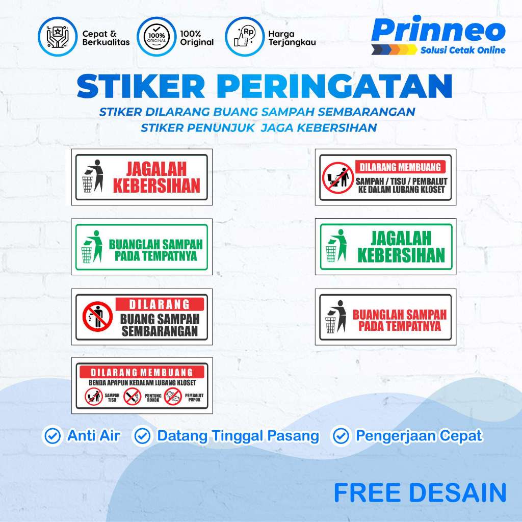 Jual STICKER PERINGATAN | STICKER PENUNJUK | DILARANG MEMBUANG SAMPAH ...