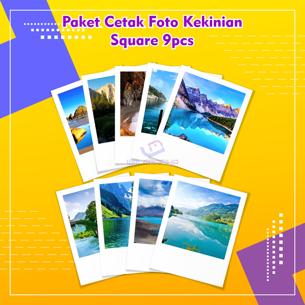Jual Cetak Foto Kekinian Square Paket 9pcs Glossy Photo Paper Custom ...