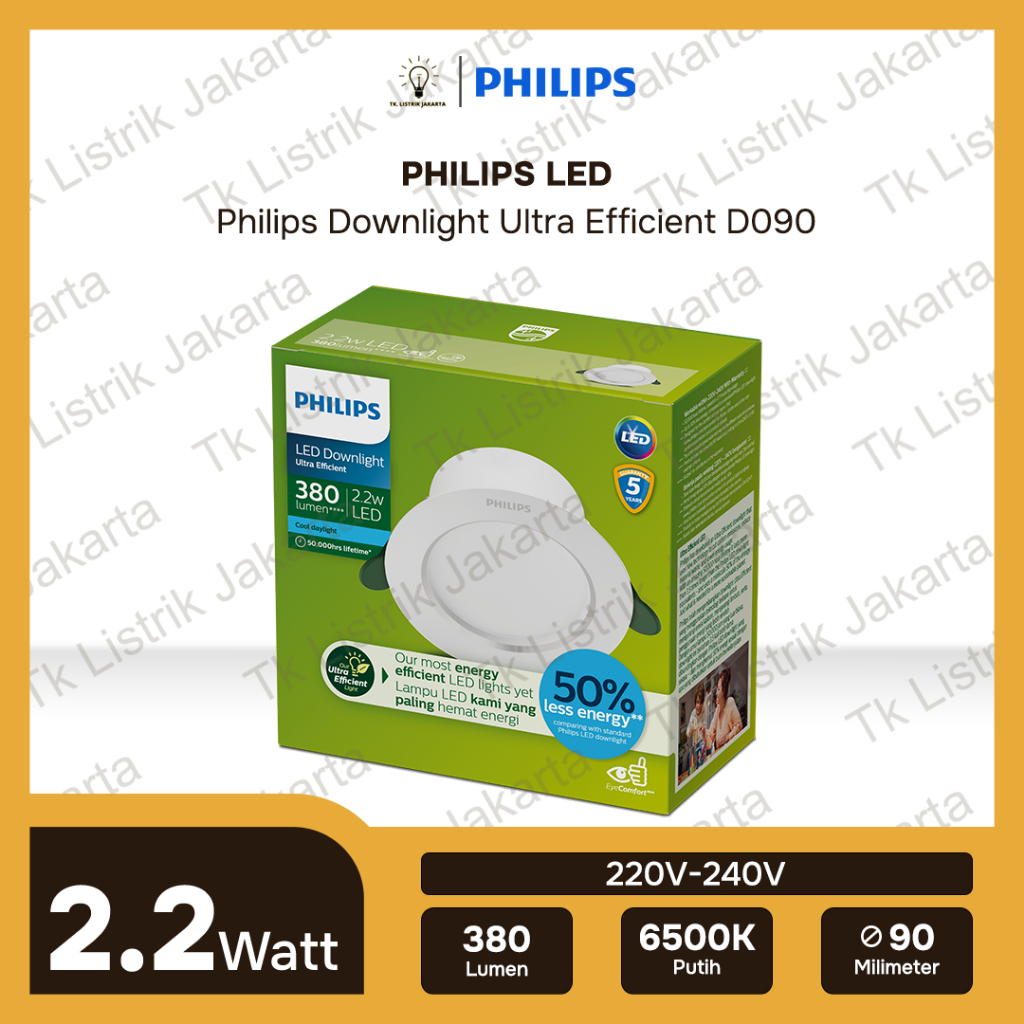 Jual Lampu Philips Downlight LED Ultra Efficient Diamond Cut D90 2.2W ...