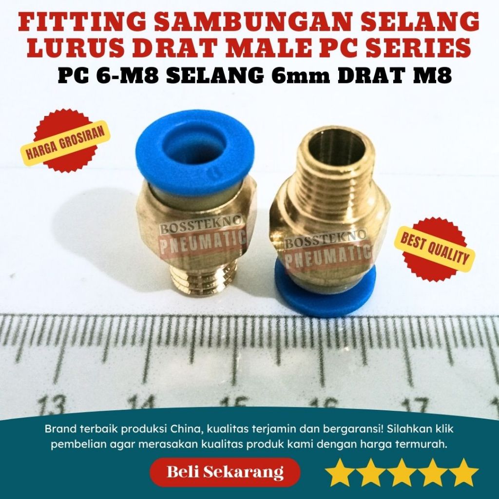 Jual FITTING PC 06 M8 SAMBUNGAN LURUS NEPEL SELANG PU UKURAN PC 6mm DRAT M8 | Shopee Indonesia