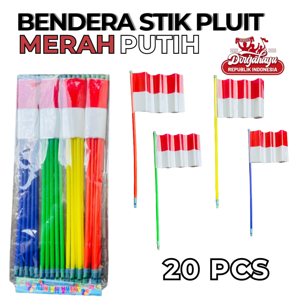 Jual 20 Pcs !!! Bendera Stik Plastik / Bendera Tangan Sekolah / Bendera ...