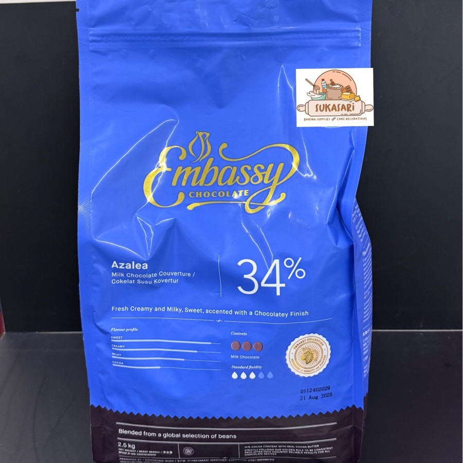 Jual Tulip Embassy Chocolate Azalea 250GR 34% Milk chocolate Couverture ...