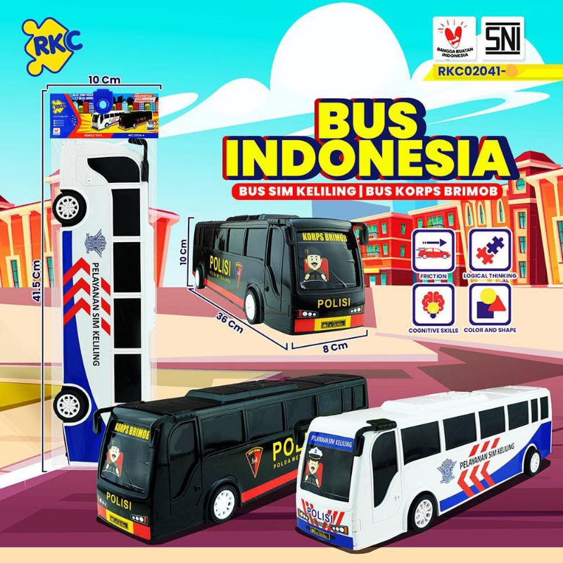 Jual Mainan anak Mobil Bus Polisi / Miniatur Bis Brimob dorong / Mainan ...