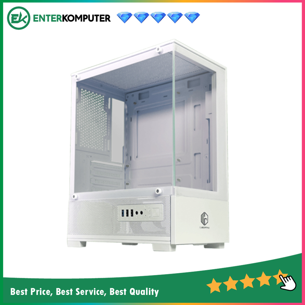 Jual CUBE GAMING SANG WHITE - mATX Gaming Case - All White Inside ...