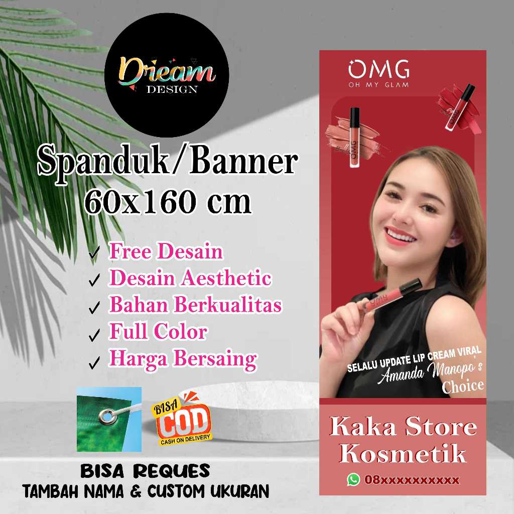Jual Spanduk 60x160 omg kosmetik Custom Desain | Shopee Indonesia