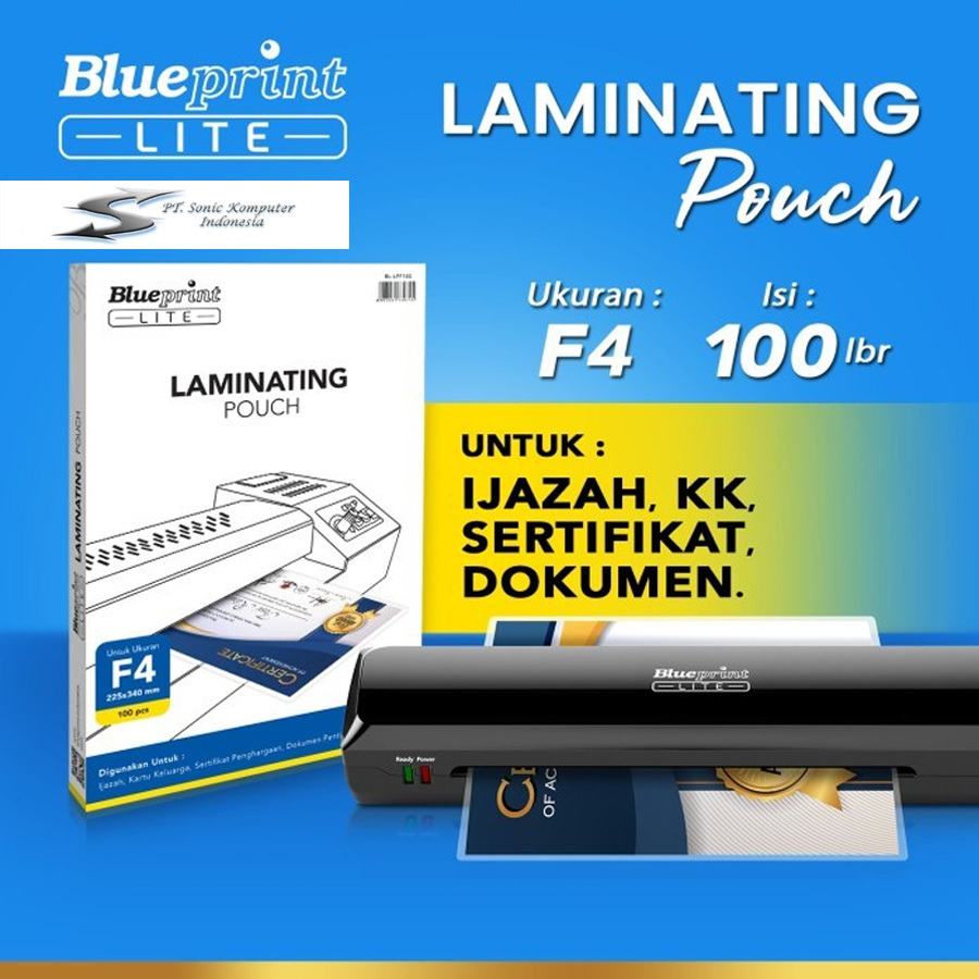 Jual Plastik Laminating Pouch F4 Blueprint Lite Bp Lpf102 Laminating