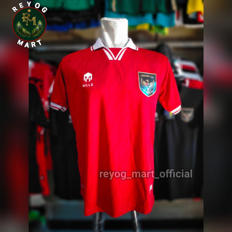 Jual JERSEY TIMNAS INDONESIA HOME 2023 2024 MILLS MERAH LOGO PLAT ...