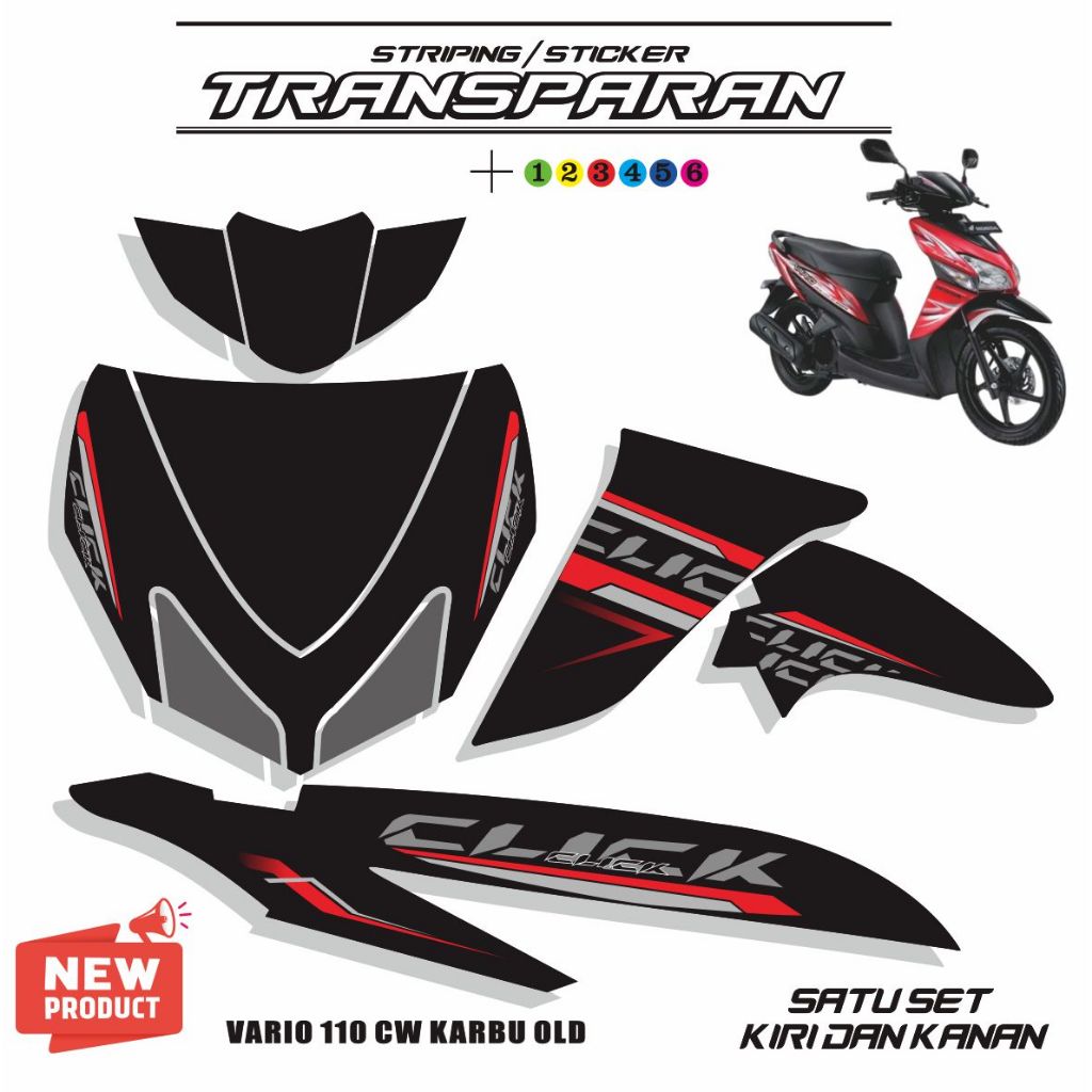 Jual striping sticker vario 110 fi/karbu click simpel transparan custame | Shopee Indonesia