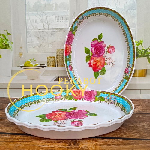 Jual Piring saji melamin lonjong oval motif mewah jumbo piring saji melamin datar | Shopee Indonesia