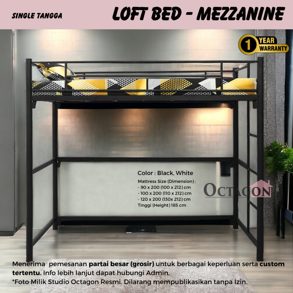 Jual Loft Bed Besi Minimalis Ranjang Susun Mezzanine Floating 90x200 ...
