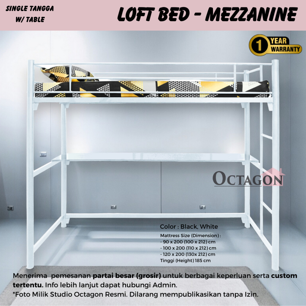 Jual Loft Bed Besi Minimalis Ranjang Susun Mezzanine Floating 90x200 ...