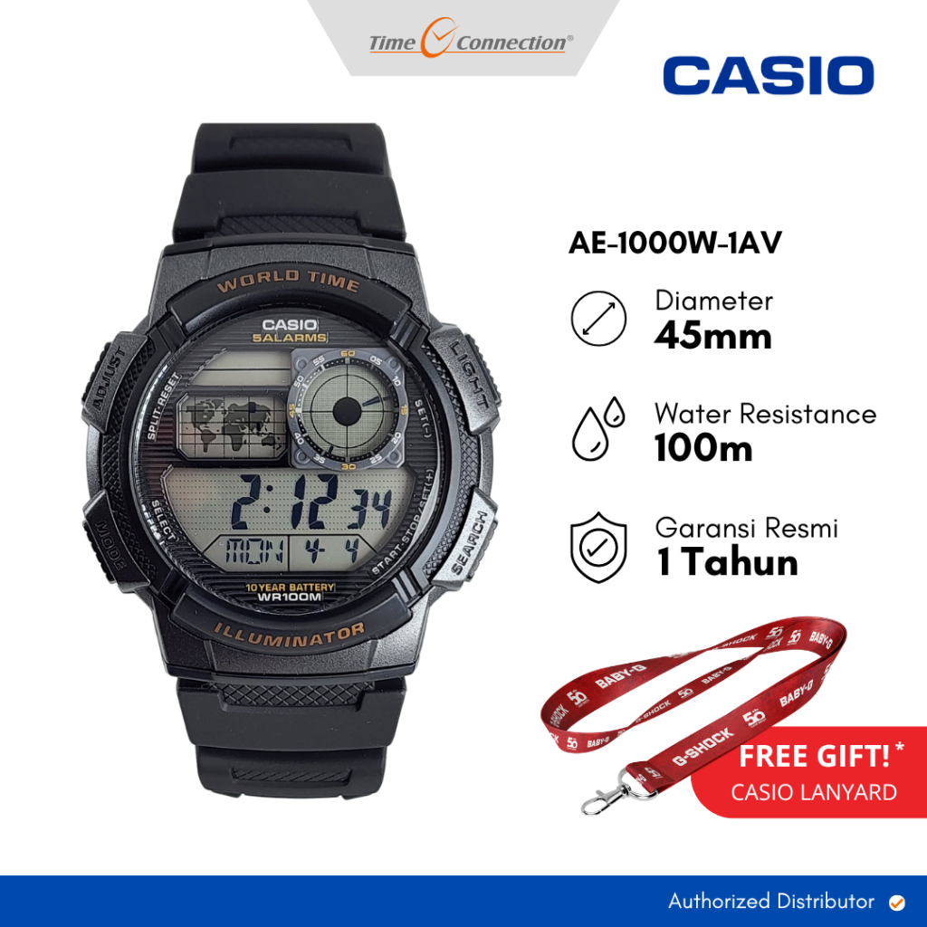 Jual Casio AE-1000W-1AV Hitam Original / Jam Tangan Pria Digital Black Resin | Shopee Indonesia
