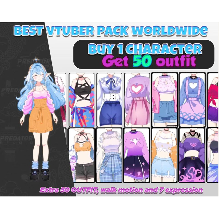 Jual Tampil Memukau di Streaming dengan 50 Outfit Vtuber Live2D, Walk ...