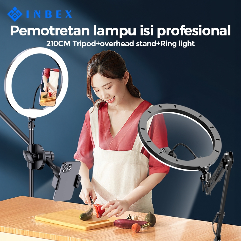 Jual INBEX Ring Light LED 26cm lampu konten kreator Makeup Ring Light ...