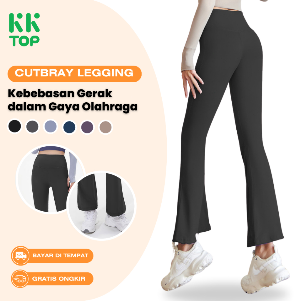 Jual KKTOP Celana Olahraga Yoga Wanita Legging Sport Celana Cutbray Olahraga High Waist Pants ...