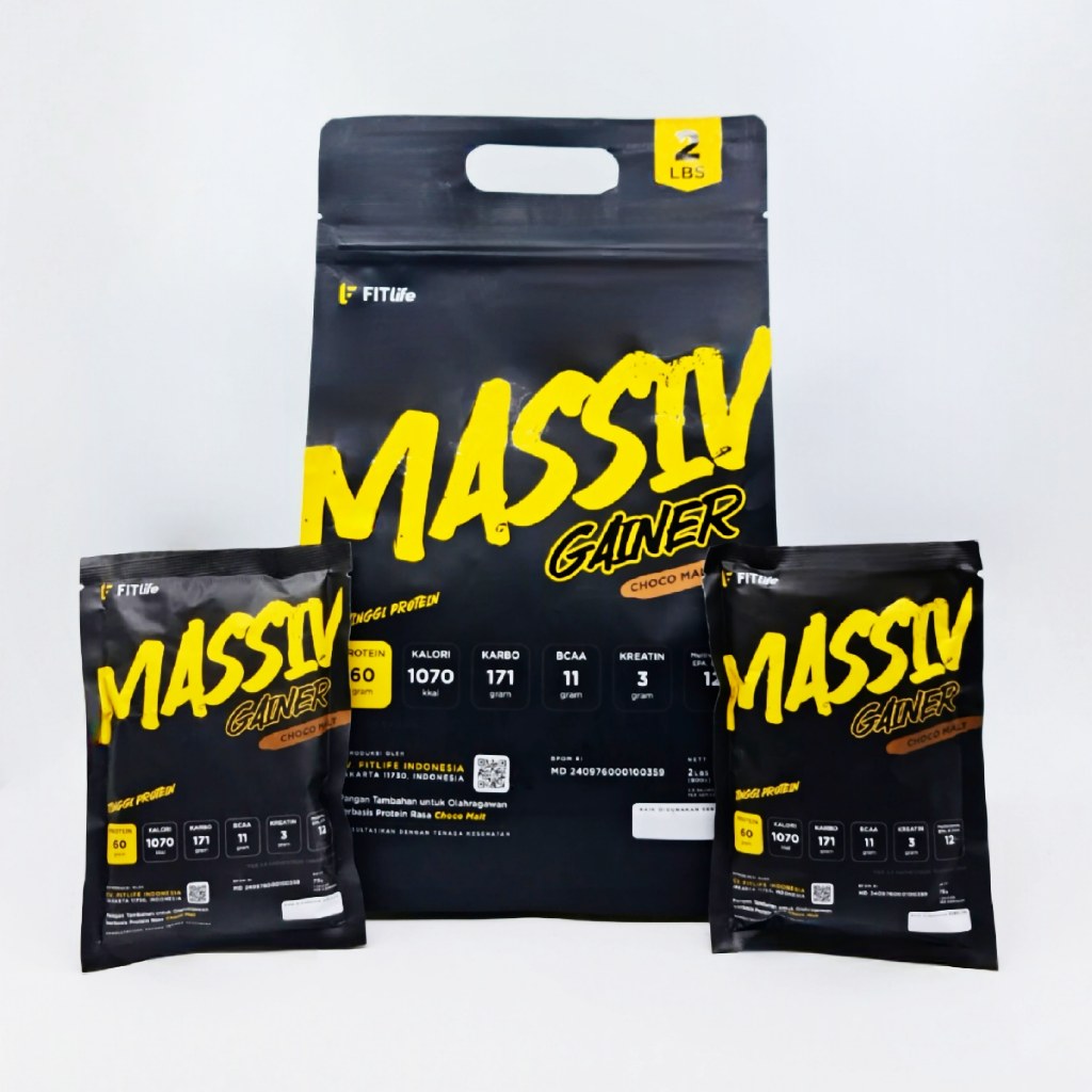 Jual Massiv Gainer Fitlife 1 sachet 75 grams Massive Mass Protein Fit ...