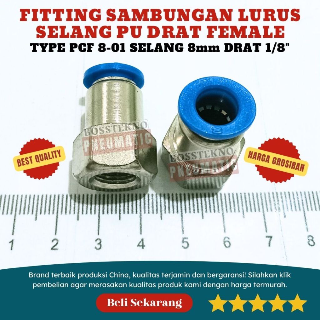 Jual FITTING PNEUMATIC SELANG ANGIN FEMALE SELANG UKURAN DRAT FEMALE ...