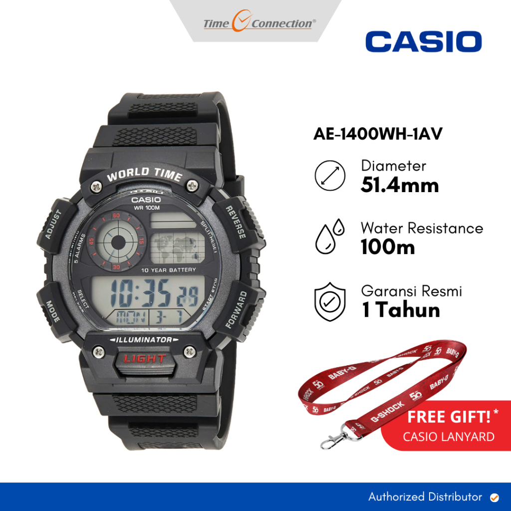 Jual Casio AE-1400WH-1AV Hitam Original / Jam Tangan Pria Digital Resin AE 1400 1400WH | Shopee ...