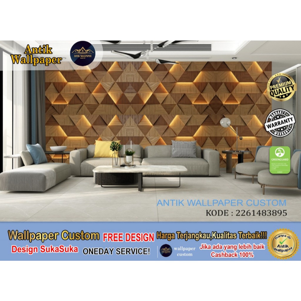 Jual Wallpaper Custom 3D Tema 3D Mural | Ruang Tamu | Geometrik ...