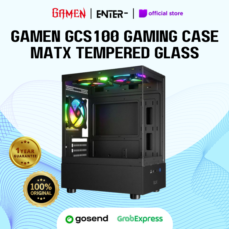 Jual Gamen GCS100 Gaming Case mATX Tempered Glass BLACK WHITE | Shopee ...