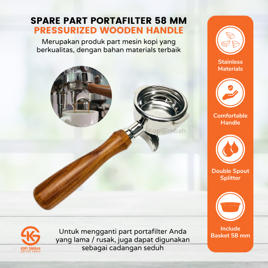 Jual Portafilter Mesin Kopi Espresso 58mm Pressurized Sparepart Porta ...