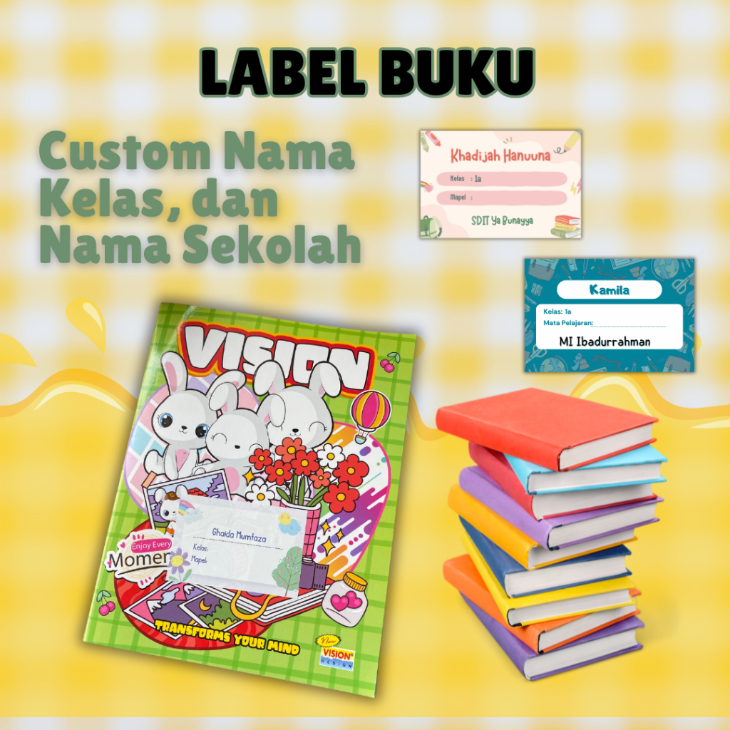 Jual Stiker Nama Buku / Sticker Custom Label Buku Sekolah Anak (ISI ...