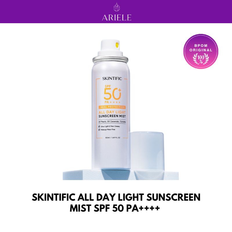 Jual SKINTIFIC All Day Light Sunscreen Mist SPF 50 PA++++ 50ml | Shopee Indonesia