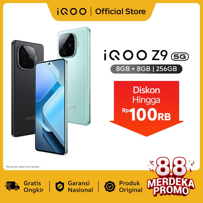 Jual iQOO Z9 5G (8/256) Snapdragon 7 Gen 3, 6000 mAH, 144Hz AMOLED ...