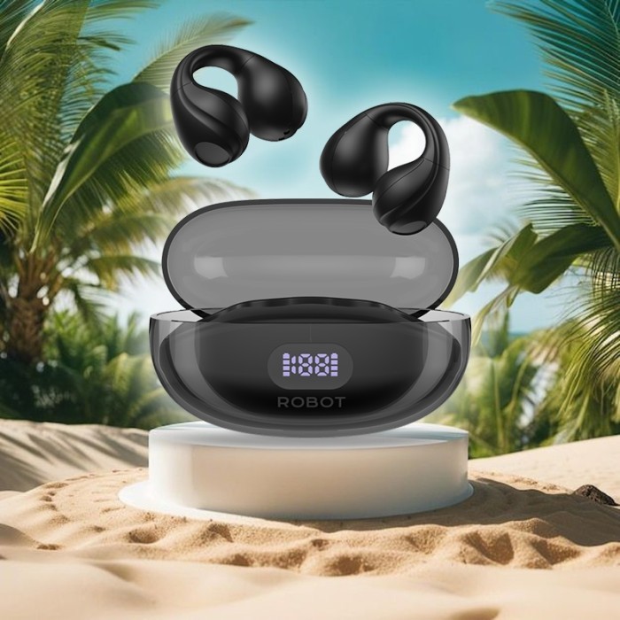 Jual Robot AIR 10 Earphone Bluetooth 5.3 Open Ear TWS Ear Clip Style ...