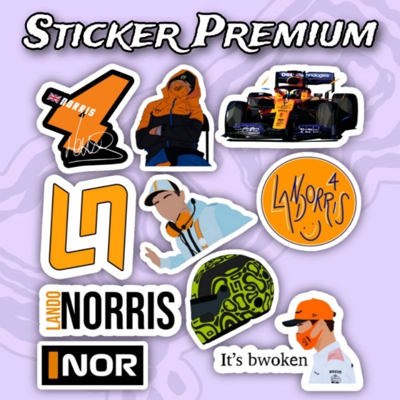 Jual Sticker F1 McLaren Lando Norris Pack isi 10 Pcs Vinyl Waterproof ...