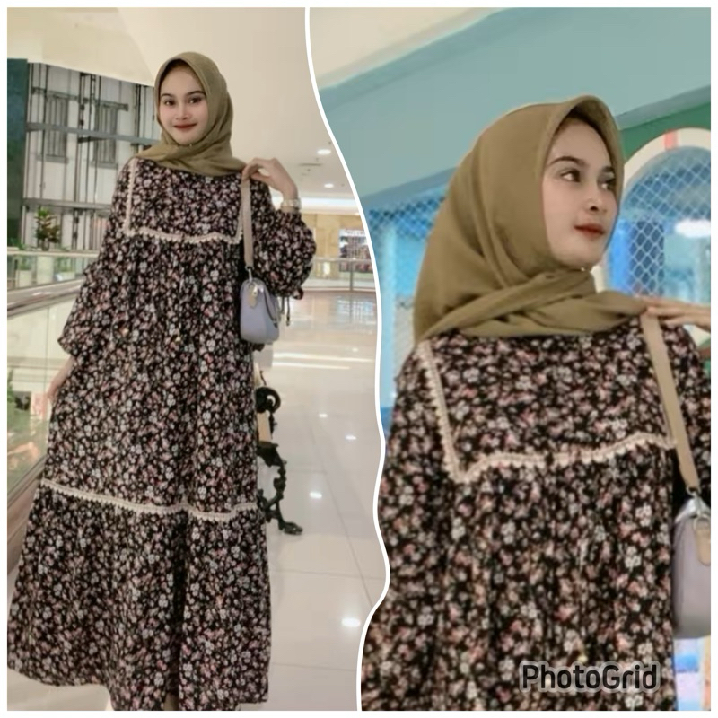 Jual GAMIS/MIDI DRESS RAYON VISSCOISSE MIX RENDA ATAS BAWAH/ROK SUPER ...