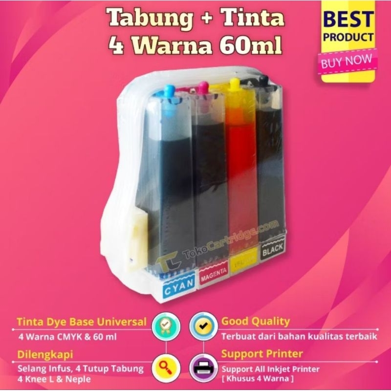 Jual Paket Modif Tinta Refill + Tabung 60ml Infus Printer Canon HP ...