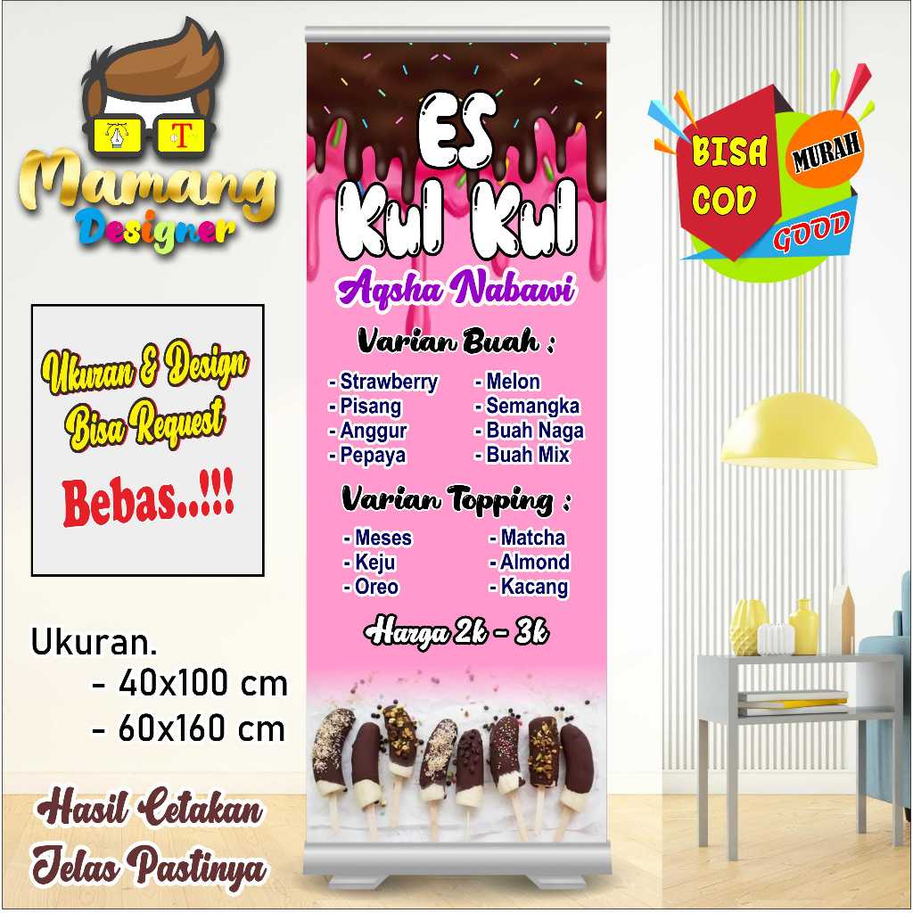 Jual Banner Spanduk MMT Design Es Kul Kul Viral Bagus Murah bb | Shopee ...