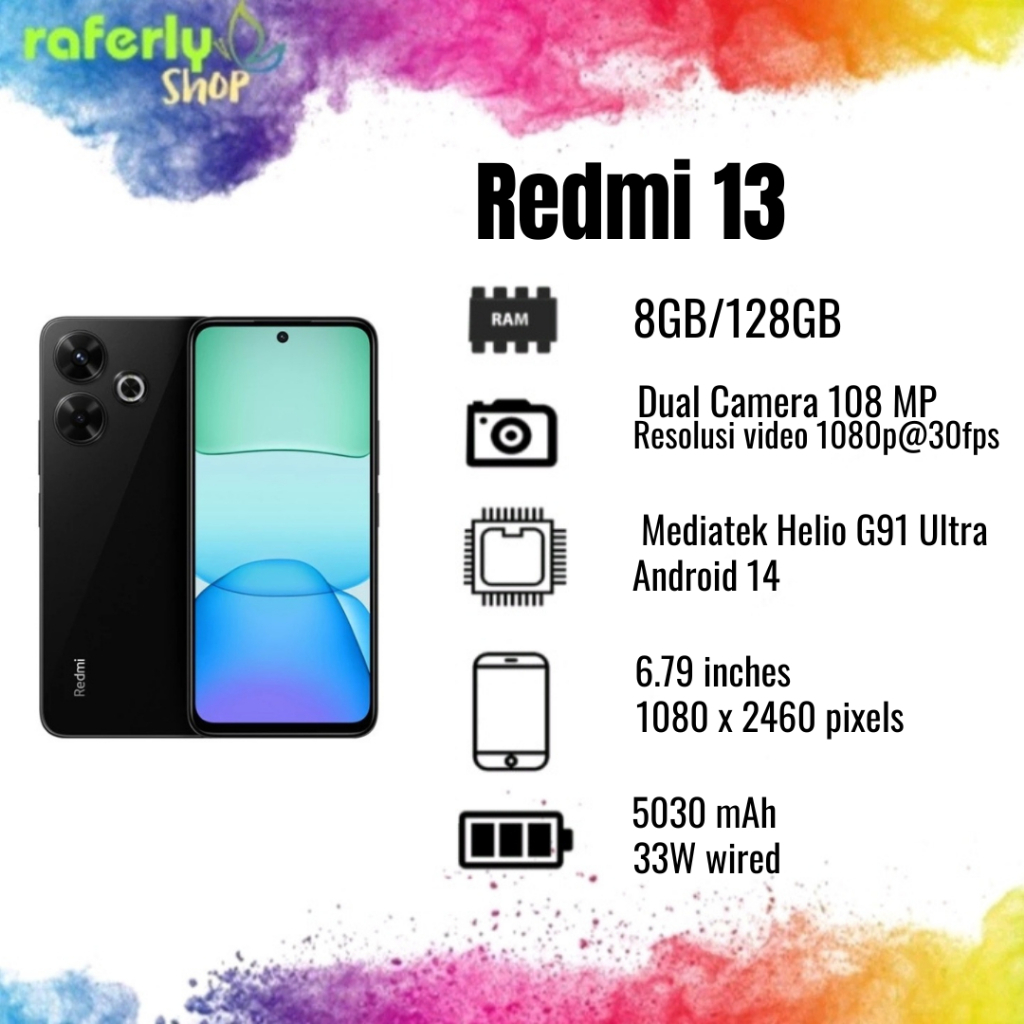 Jual Official Xiaomi Redmi 13 (8GB/128GB) | Kamera 108 MP Super Jernih ...