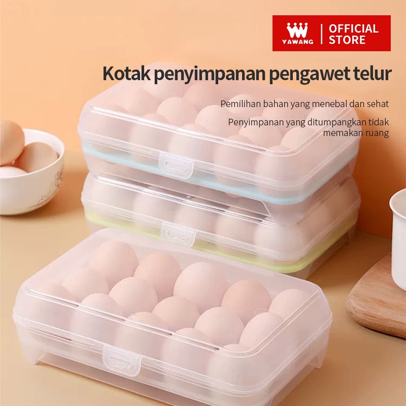 Jual YAWANG Tempat Box Telur 15 Lubang Sekat Kotak Box Organizer ...
