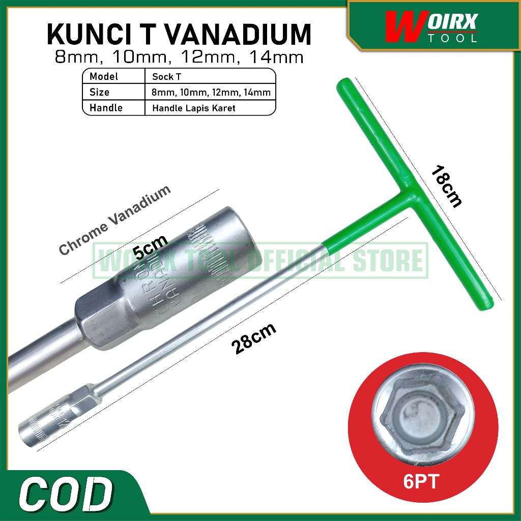 Jual WOIRX TOOL Kunci T Kunci Sock T Sok T Chrome Vanadium 8mm 10mm ...