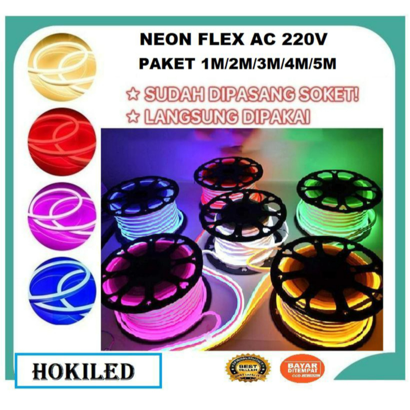Jual Paket Lampu LED Neon Fleksibel AC 220V Siap Pakai 1m/2m/3m/4m/5m ...