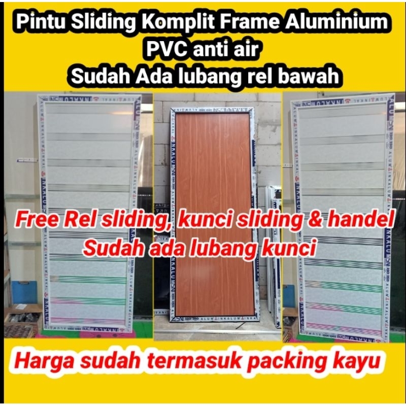 Jual pintu sliding komplit frame aluminium panel PVC anti air,free rel ...